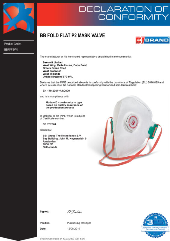 Be Brand Folding FFP2 Mask - IC Retail Solutions
